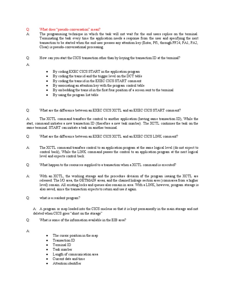 CICS pseudo-conversation and transaction starting methods | PDF ...