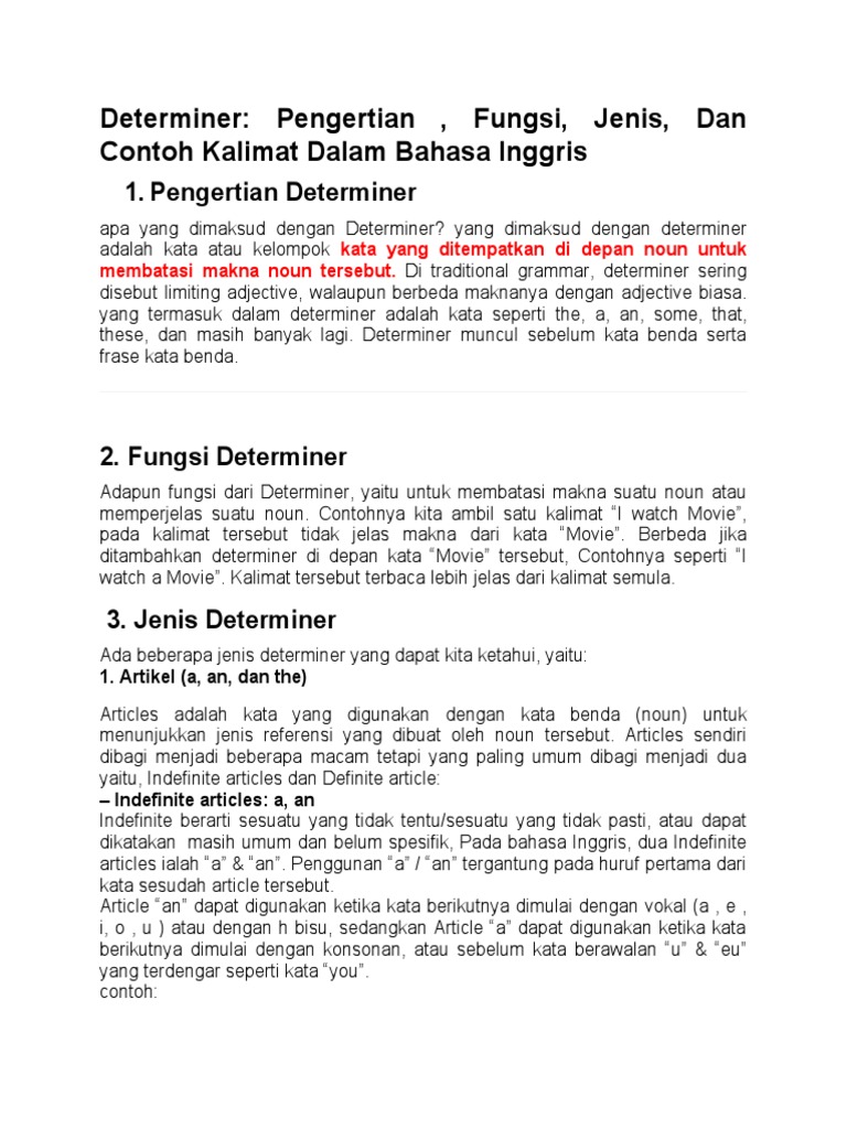 Determiners: Understanding, Functions, Types, and English Sentence ...