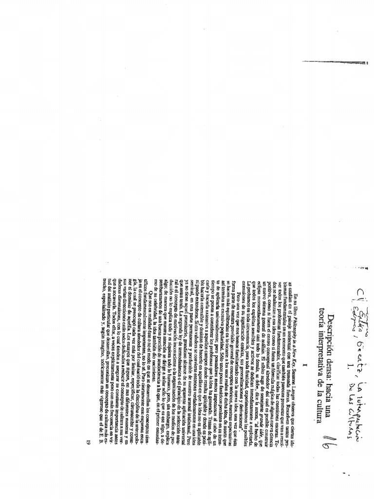 Clifford Geertz. Descripción Densa. Hacia Una Teoría Interpretativa de ...