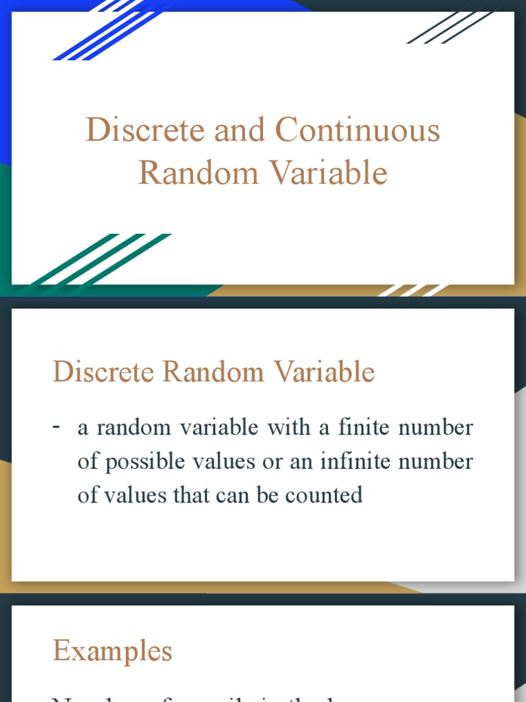 Discrete and Continuous Random Variable | PDF