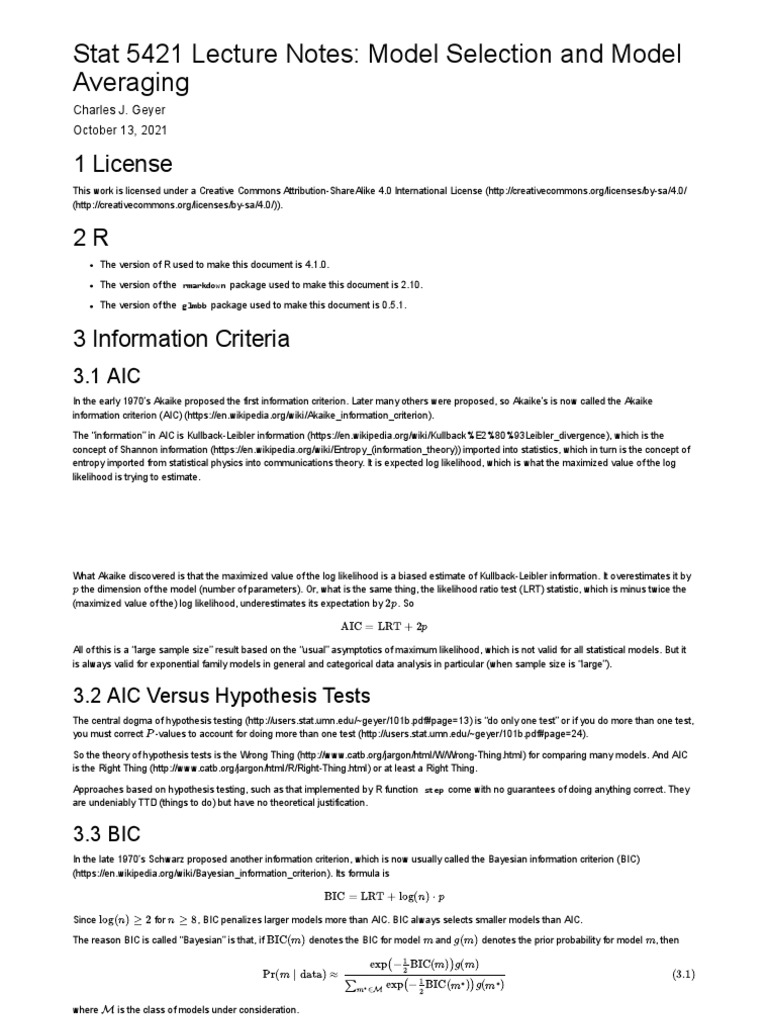 Model Selection and Model Averaging | PDF | Akaike Information ...