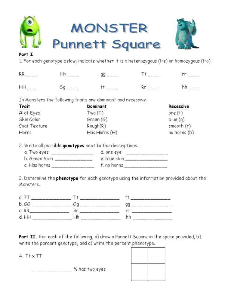 Monsters Punnett Square | PDF