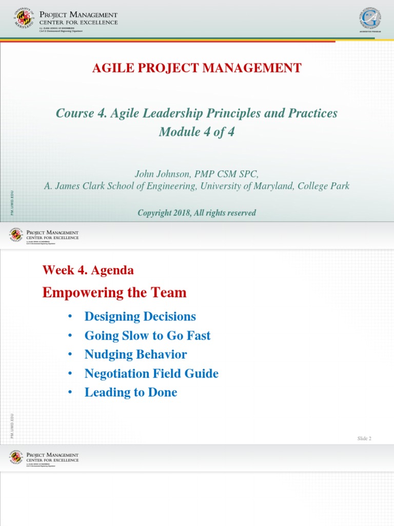 Agile Project Management: Course 4. Agile Leadership Principles and ...