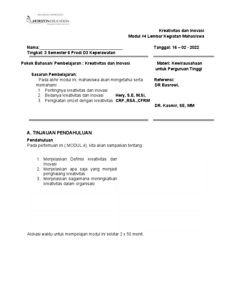 Modul 4 - Kreativitas Dan Inovasi - Student Module | PDF | Karier ...