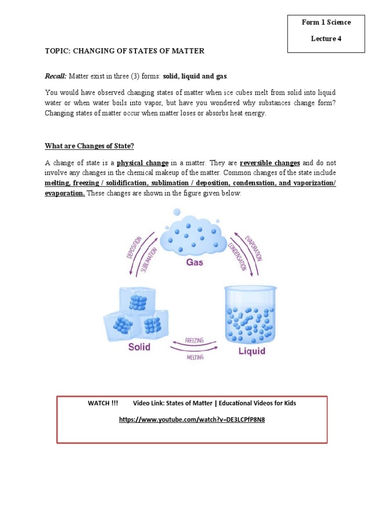 Lecture 4 Changes in States of Matter | PDF | Evaporation | Water