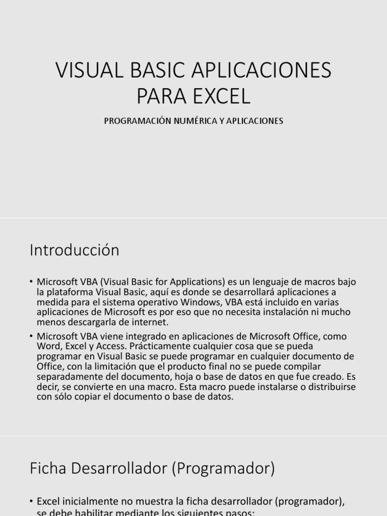 Visual Basic Aplicaciones para Excel | PDF | Visual Basic para ...