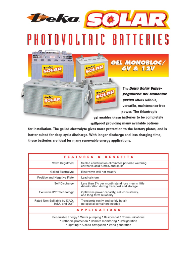 Deka Solar Gel Flyer | PDF | Electricity | Manufactured Goods