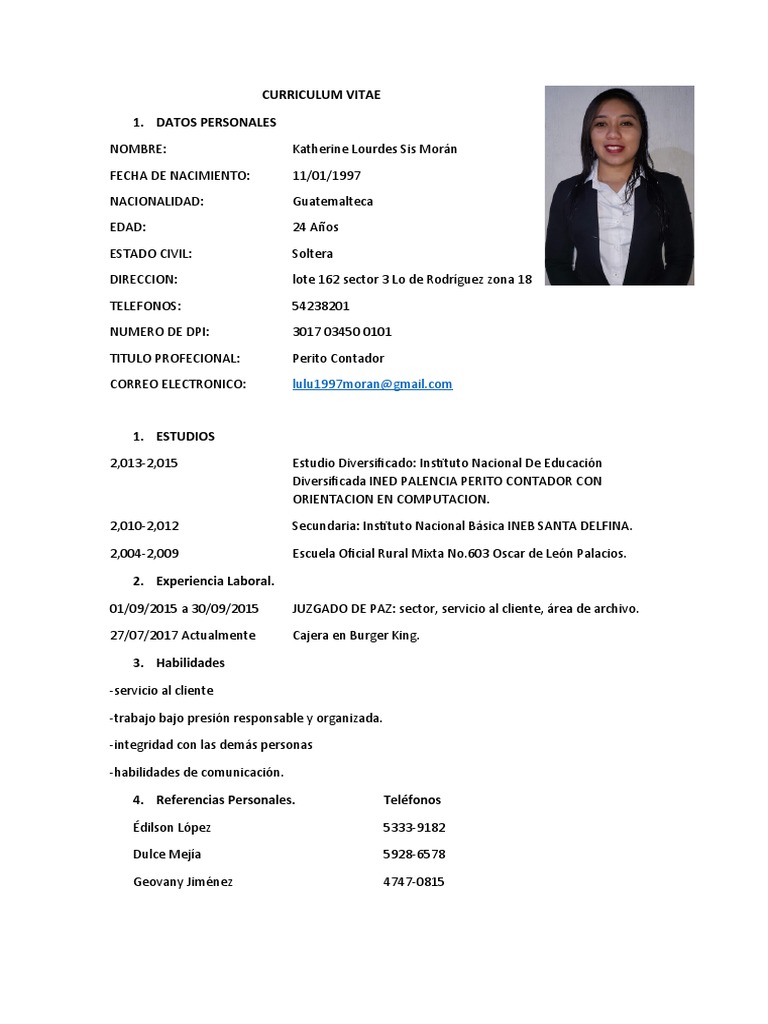 Curriculum Vitae 1. Datos Personales | PDF