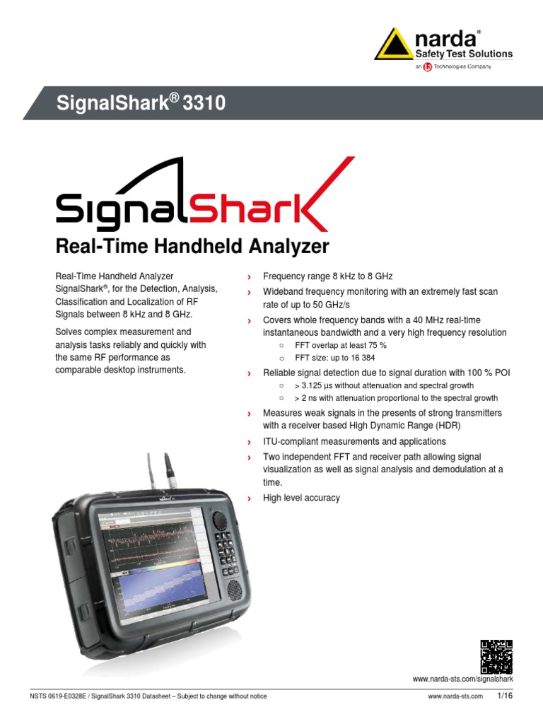 Datasheet Narda SignalShark EN-4 | PDF | Detector (Radio) | Spectrum