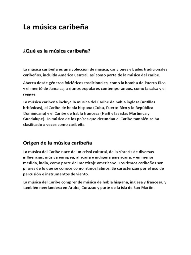 La Musica Caribeña 2.0 | PDF | caribe | Bailes
