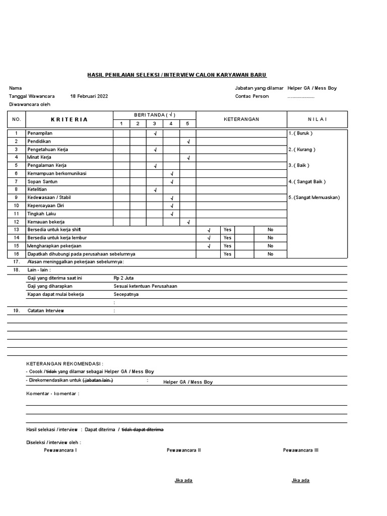Interview Kandidat Help Ga An. Ripandi | PDF