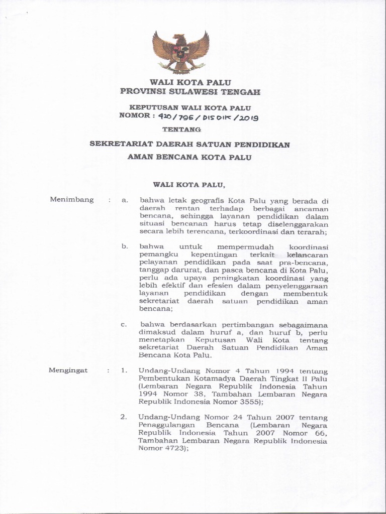 SK Satuan Pendidikan Aman Bencana | PDF