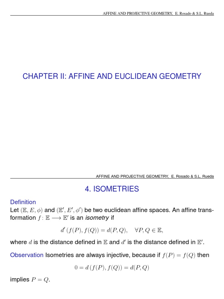 Chapter Ii: Affine and Euclidean Geometry | PDF | Euclidean Space | Eigenvalues And Eigenvectors