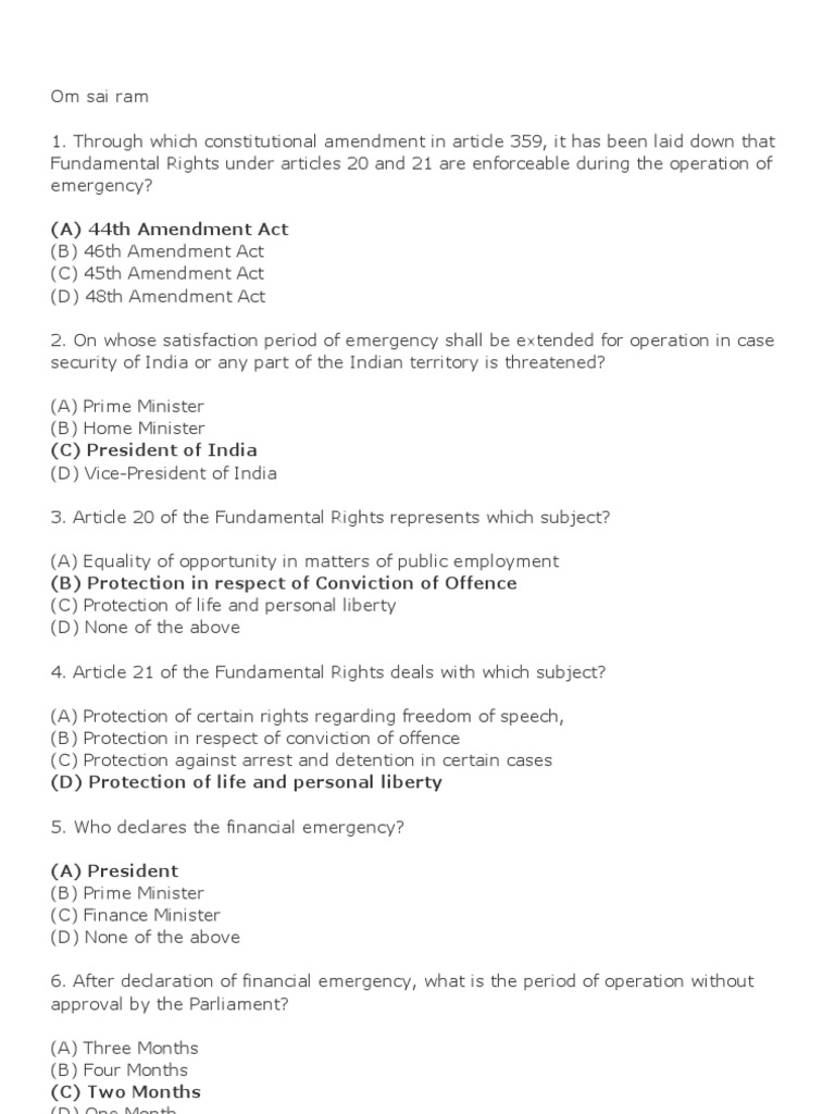 (A) 44th Amendment Act | PDF | Government Of India | Bill (Law)
