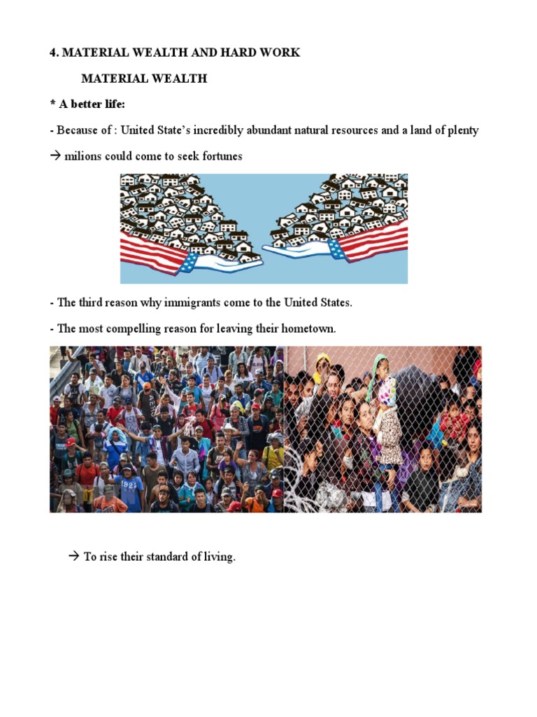 Material Wealth and Hard Work Material Wealth A Better Life | PDF ...