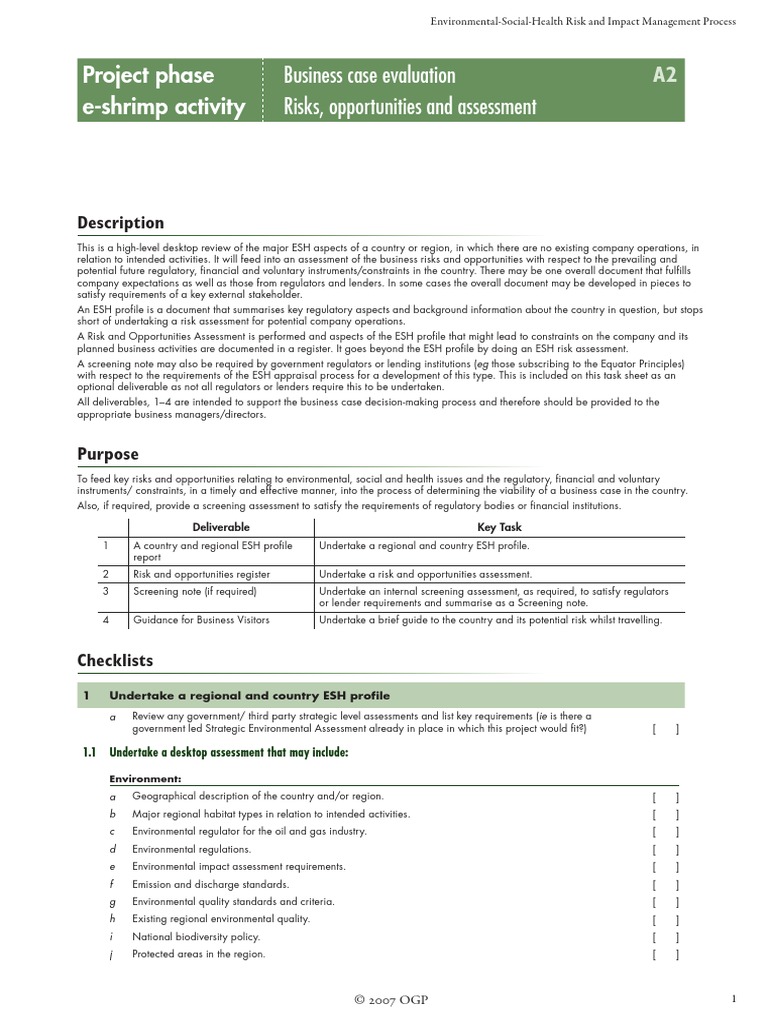 IOGP E-SHRIMP A2-Business Case Evaluation-Risk Opportunities (2007 ...