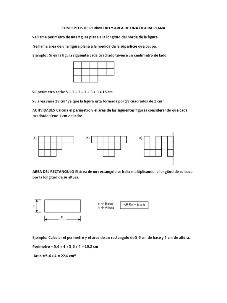 Perímetro y Área de Figuras Planas | PDF | Formas geométricas | Objetos ...