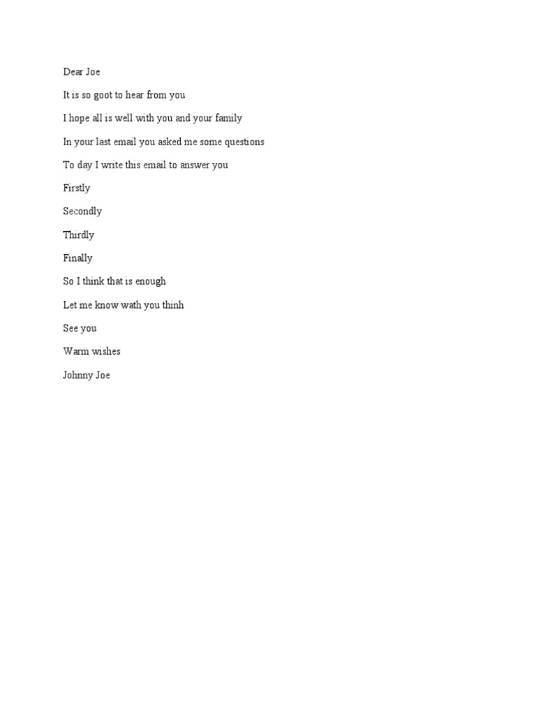 Dear Joe | PDF