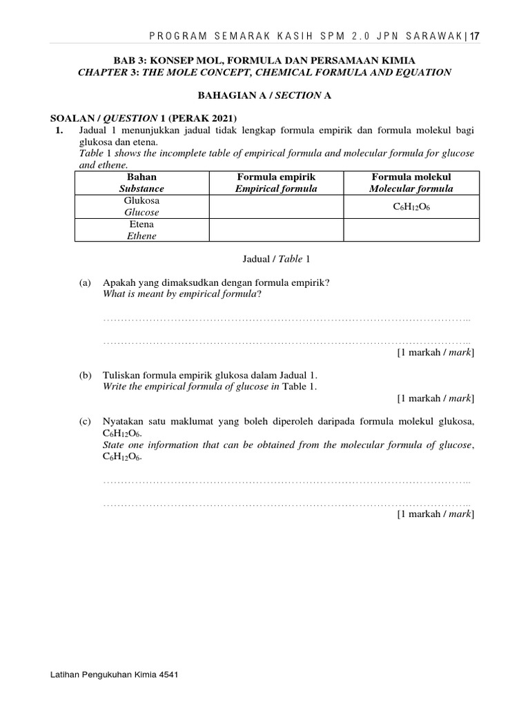 Chapter 3: The Mole Concept, Chemical Formula and Equation: Bab 3 ...