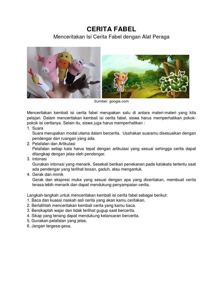 LKPD Mendongeng Cerita Fabel | PDF