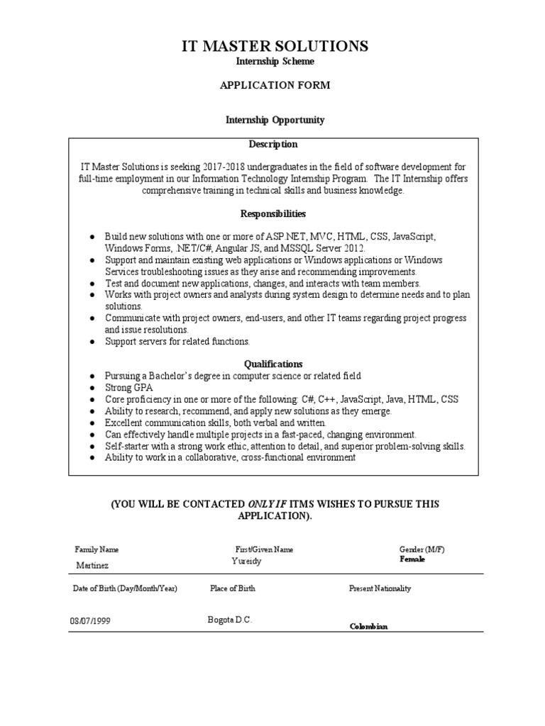 ITMS Internship Opportunity for Software Development | PDF | Application Software | Java Script