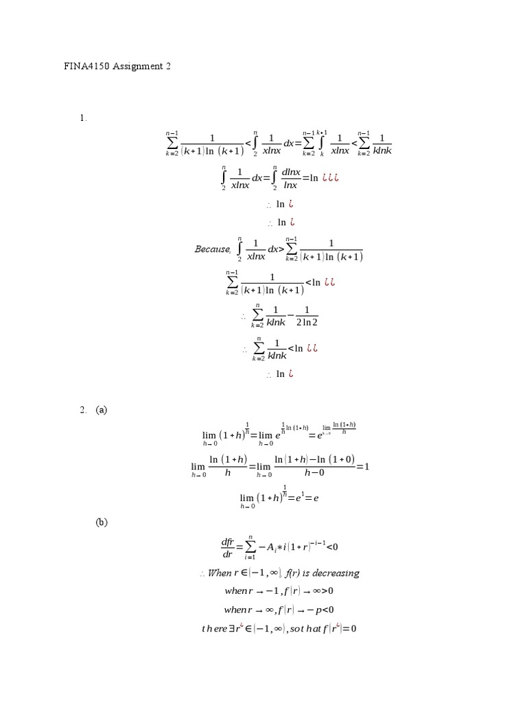 FINA4150 Assignment 1 | PDF | Mathematical Objects | Mathematics