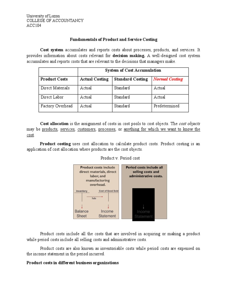 ACC104 - Fundamentals of Product and Service Costing | PDF | Cost Of ...