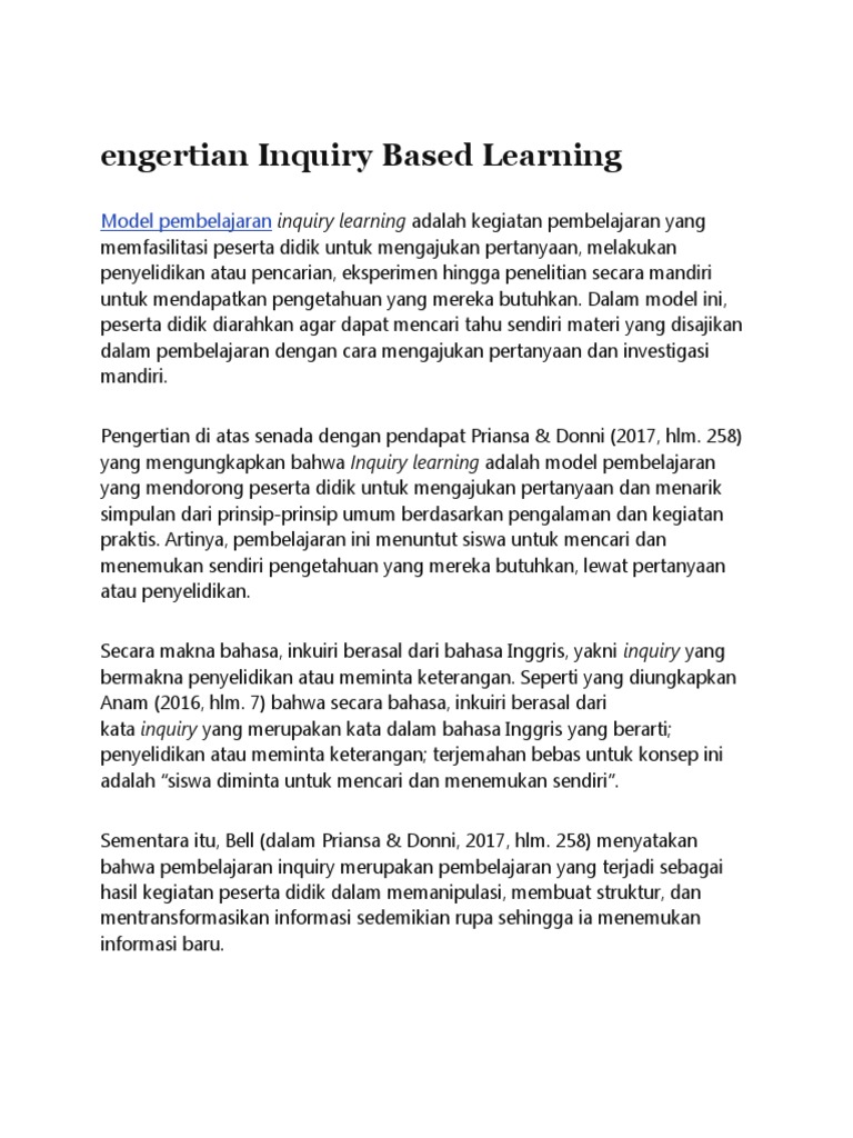 Definisi dan Model Inquiry Based Learning | PDF