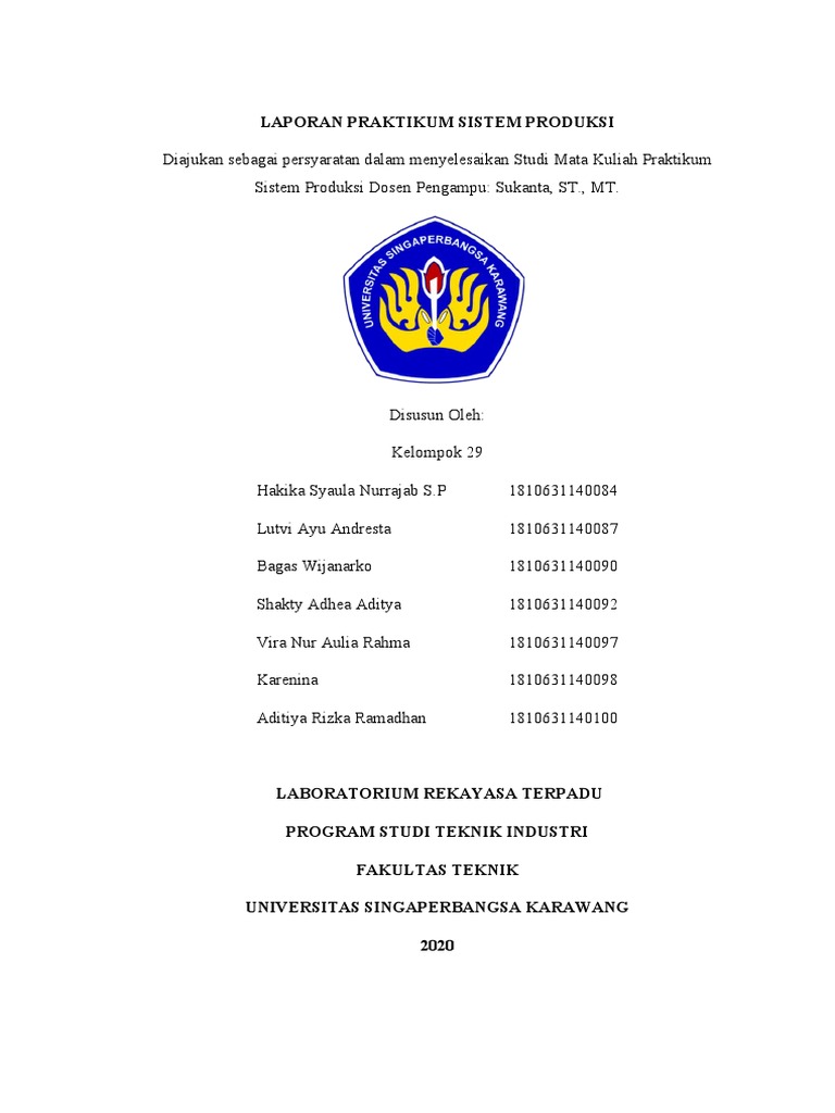 Laporan Praktikum Sistem Produksi Kelompok 29 | PDF | Teknologi & Rekayasa