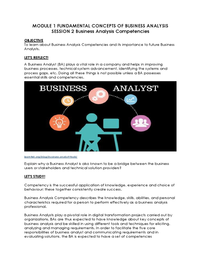 Business Analyst Competency Overview | PDF | Business Analysis ...