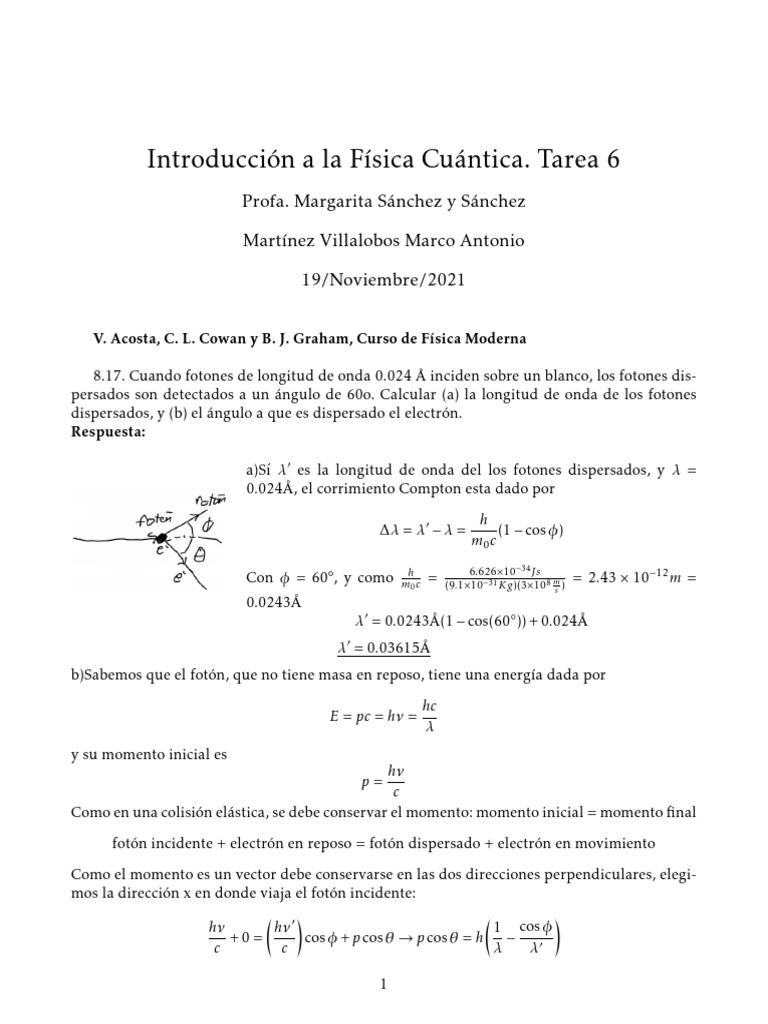 Tarea Ifc 1.4 | PDF | Electrón | Fotón