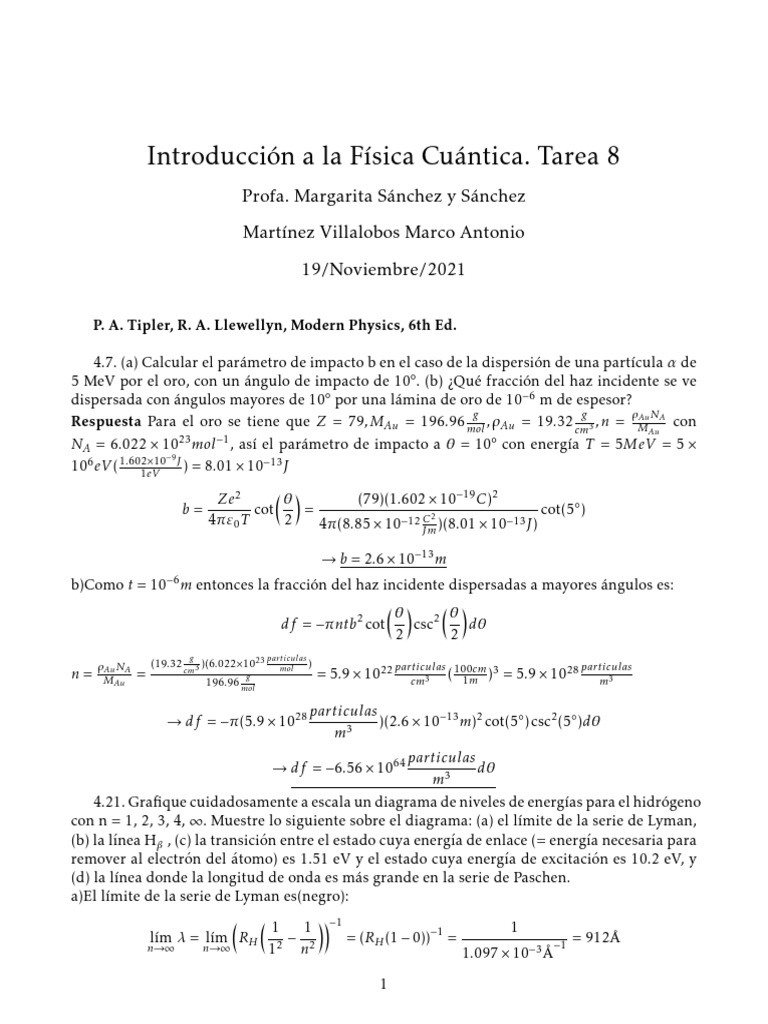 Tarea Ifc 1.2 | PDF | Espectro de emisión | Química