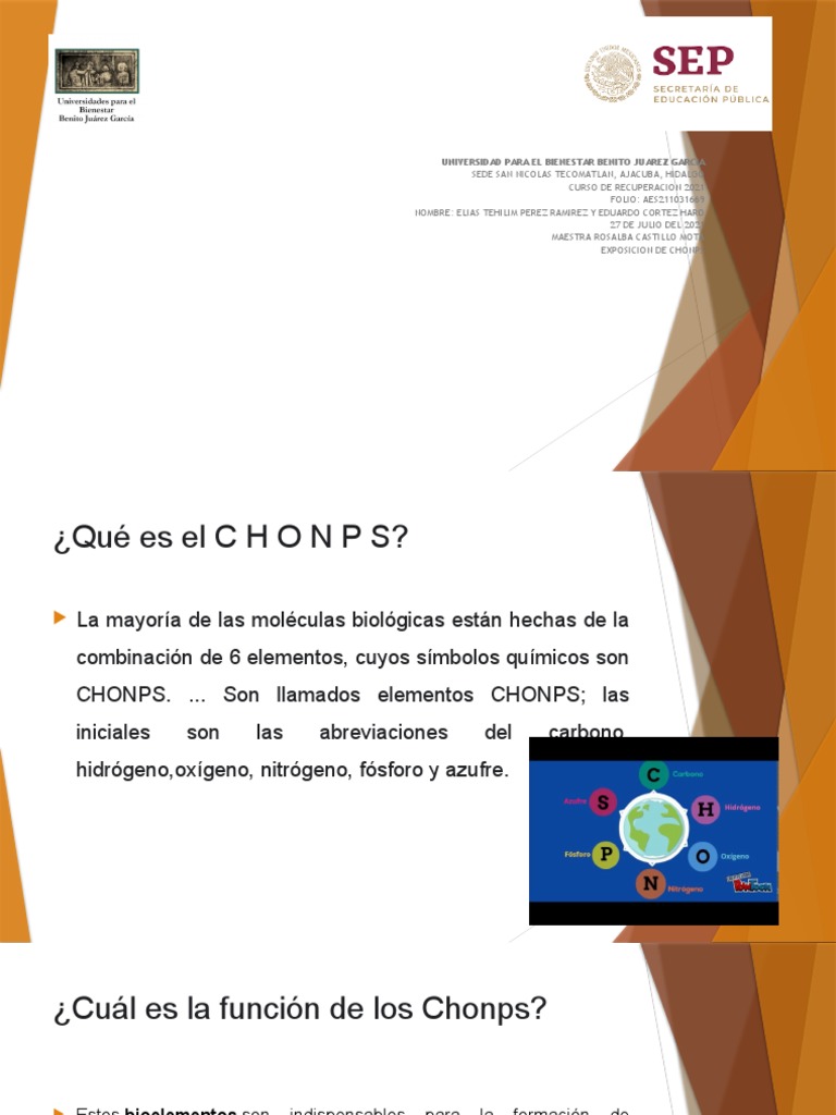 Importancia de los elementos CHONPS | PDF | Ciencia y matemáticas