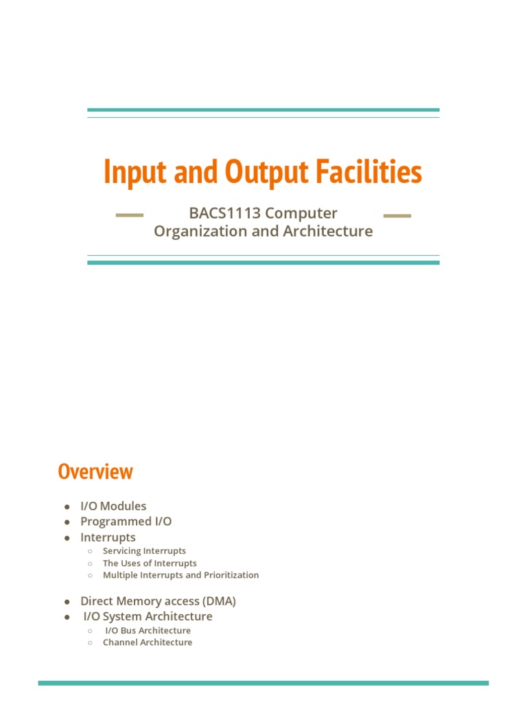 Lec 5 - Input Output Facilities | PDF | Input/Output | Computer Data Storage