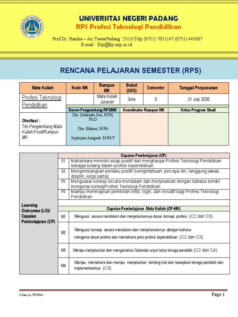 RPS Profesi Teknologi Pendidikan | PDF | Komputer