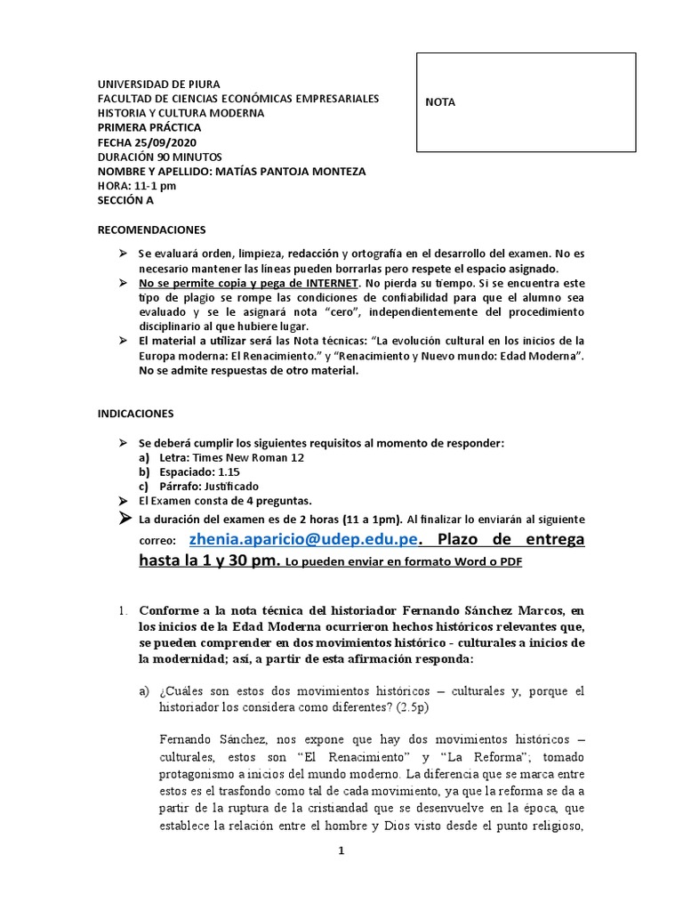 PC1 HC2 - Pantoja Monteza | PDF | Renacimiento | Período moderno temprano