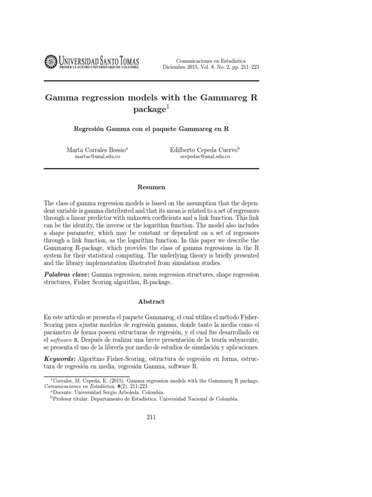 Gamma Regression Models With The Gammareg R Package | PDF | Linear ...