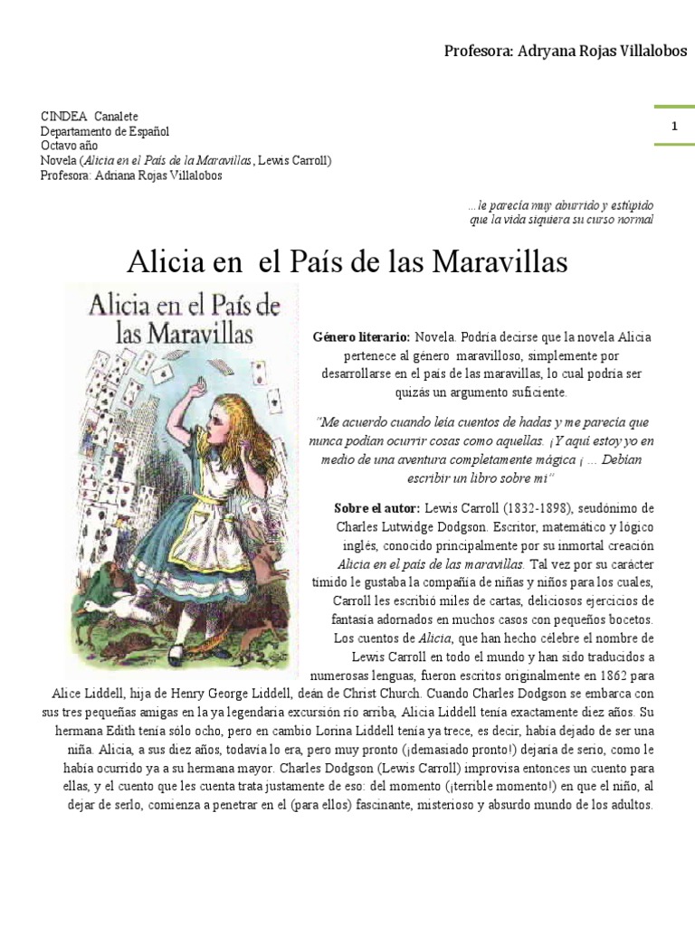 Resumen de "Alicia en el País de las Maravillas" | PDF | Las aventuras ...