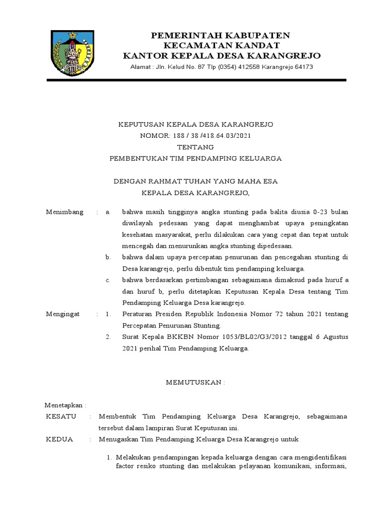 SK Tim Pendamping Keluarga | PDF