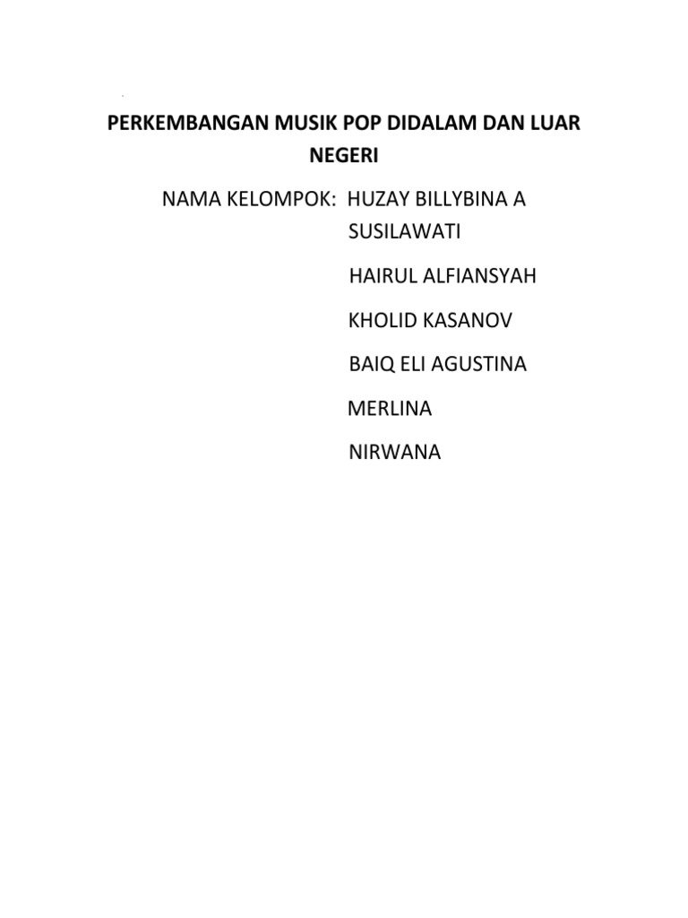 Musik Pop: Sejarah dan Tokoh | PDF