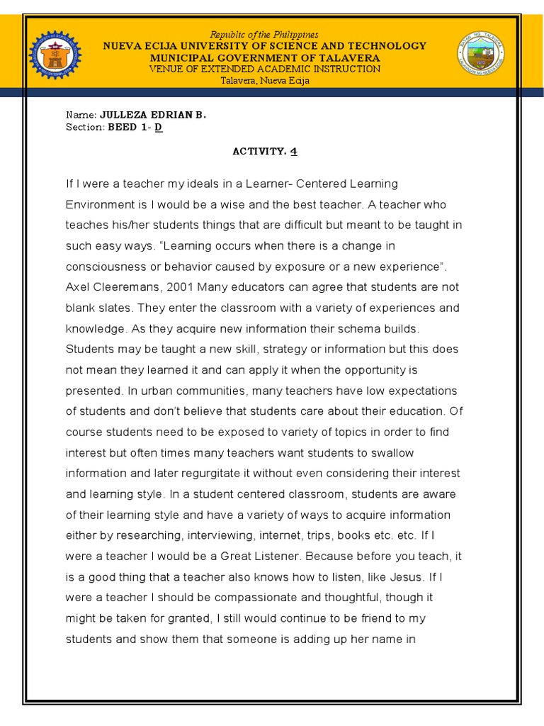 Activity 4 | PDF | Teachers | Learning