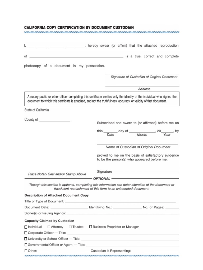 CA Copy-Certification-by-Document-Custodian | PDF