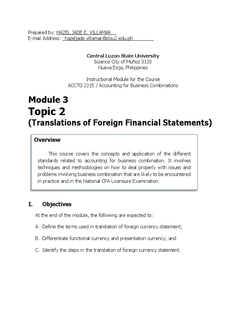 Module 3-Topic 2 | PDF | Financial Statement | Currency