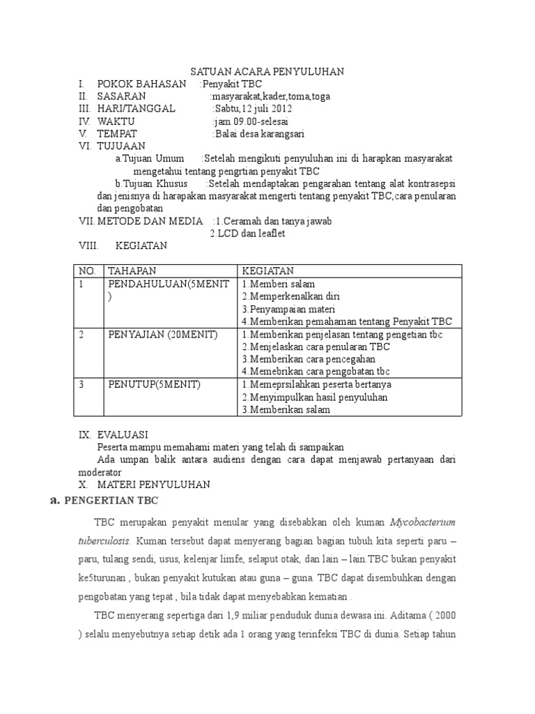 Sap TBC | PDF | Kesehatan Holistik