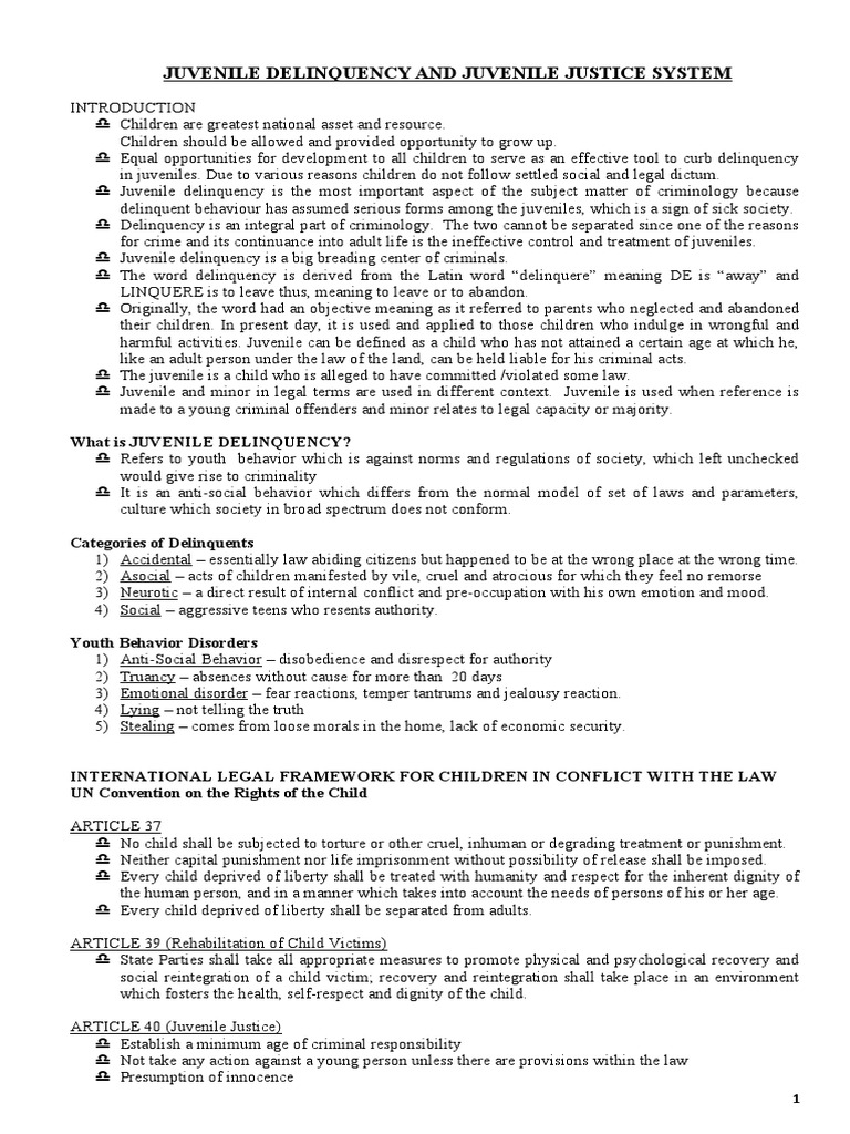Juvenile Delinquency and Justice System | PDF | Juvenile Delinquency ...