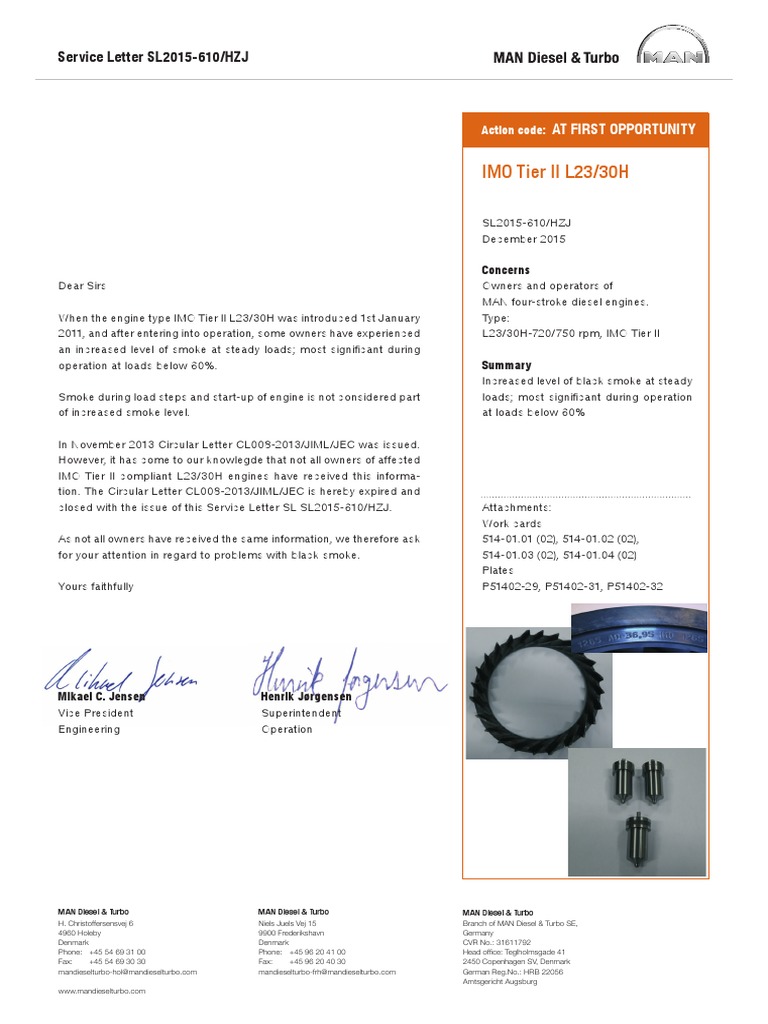 IMO Tier II L23/30H: Service Letter SL2015-610/HZJ | Download Free PDF ...