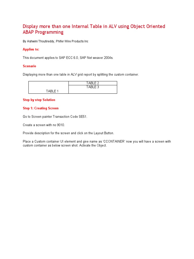 53-Display More Than One Internal Table in ALV Using Object Oriented ABAP Programming | PDF ...