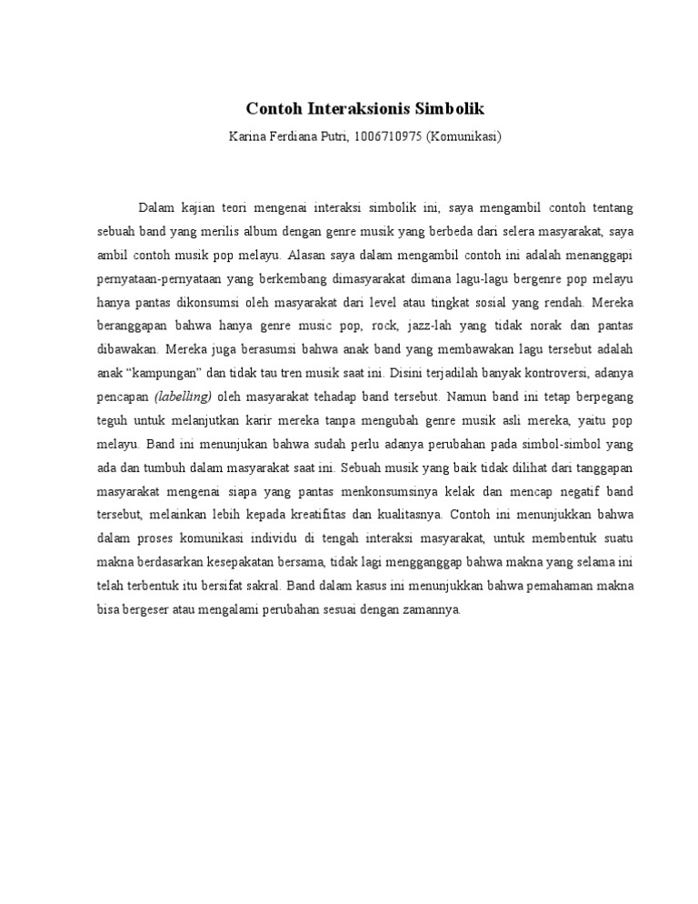 Contoh Interaksionis Simbolik | PDF