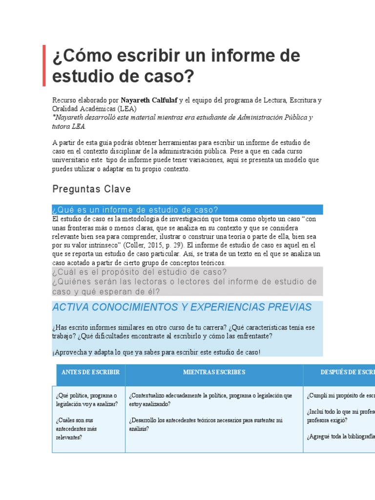 Cómo escribir un informe de estudio de caso | PDF | Caso de estudio ... Cómo escribir un informe de estudio de caso | PDF | Caso de estudio ...