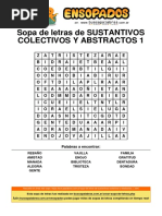 Sopa de letras: sustantivos y adjetivos | PDF
